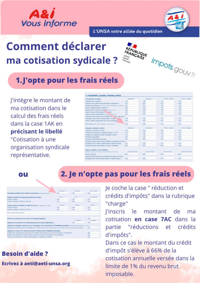 A&I UNSA | Déclaration d’impôts : comment déduire ma cotisation syndicale